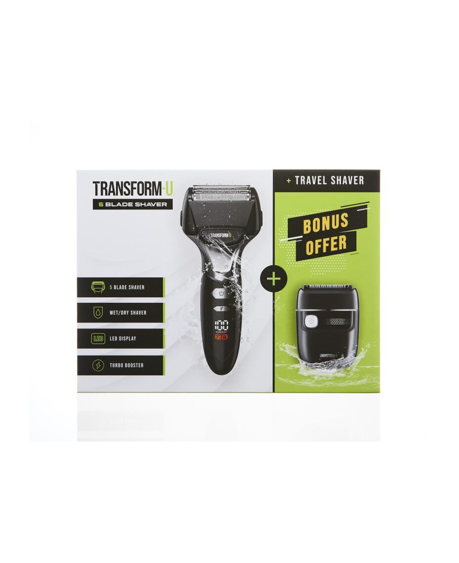 TRANSFORM-U | 5 Blade Wet & Dry Electric Shaver & Travel Shaver Combo ...