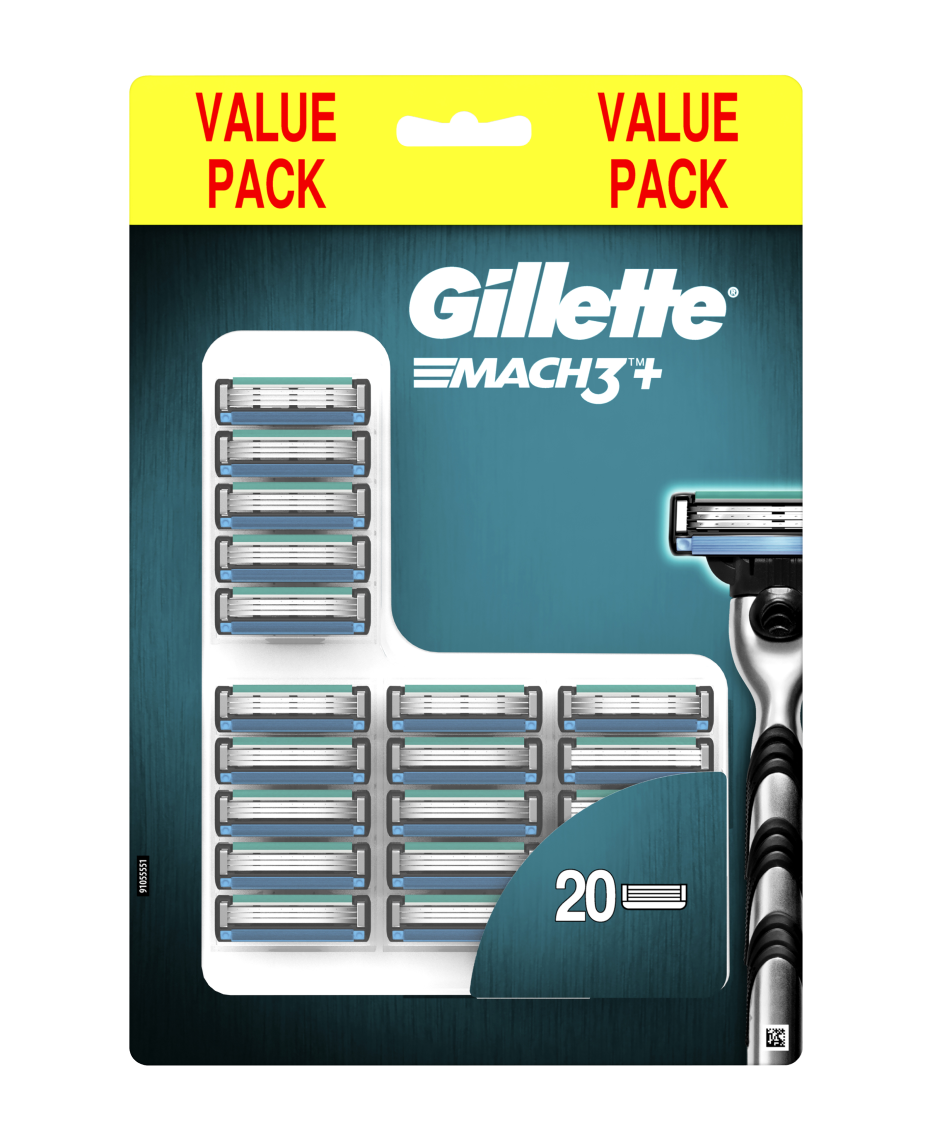 Gillette | Mach3+ Razor Blades Refill 20 Pack | Shaver Shop
