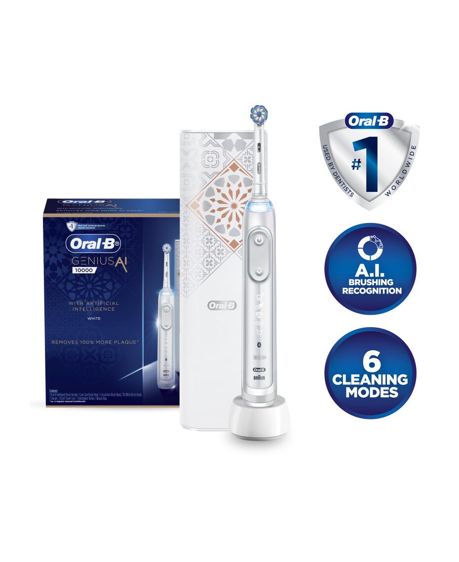 Oral-B | Genius AI Electric Toothbrush with 3 Replacement Heads & Smart ...